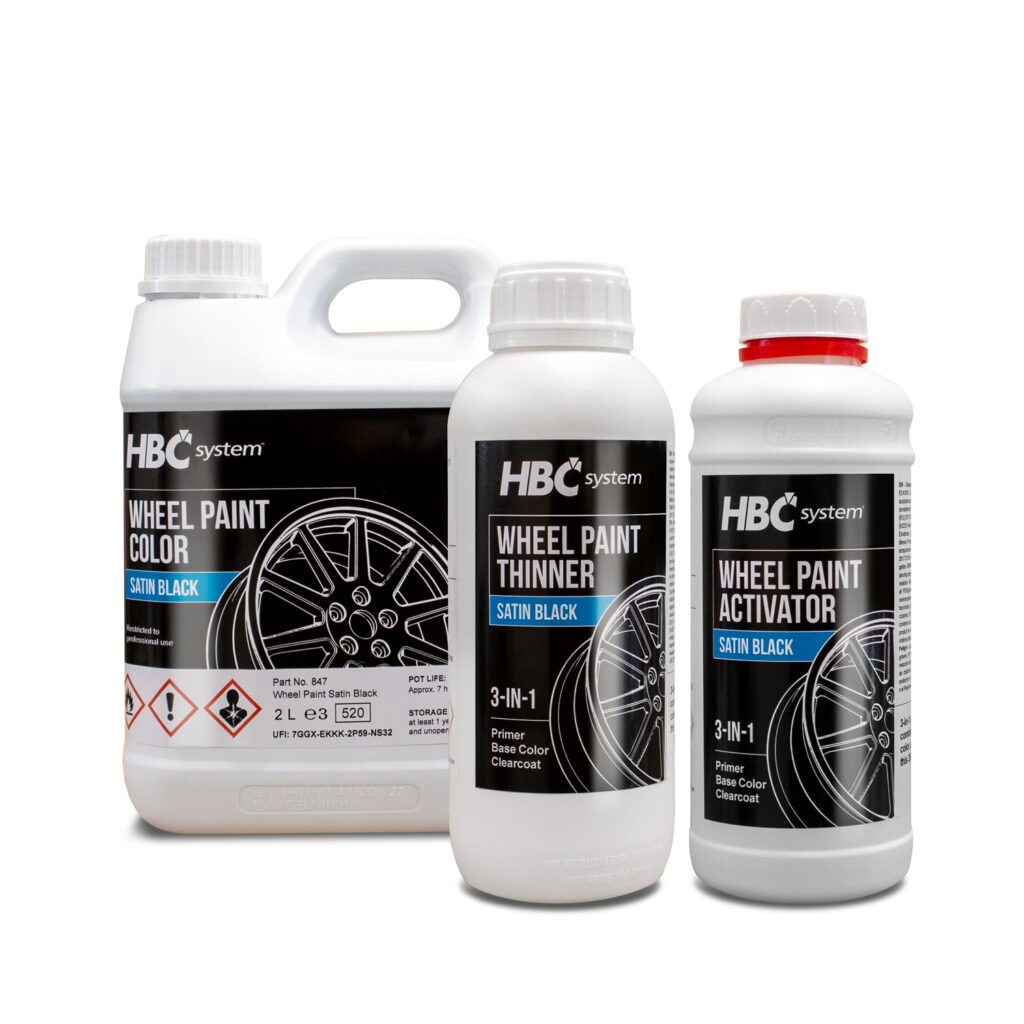 Wheel Paint – Satin Black – 3 in 1 product – 4 liter kit – HBC System